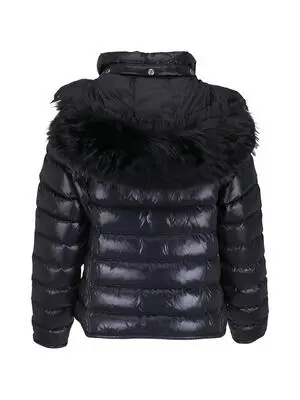Moncler Quilted Coat With Fur Trim - Multicolor