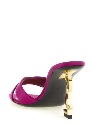 Saint Laurent Opyum Satin Mules - Pink