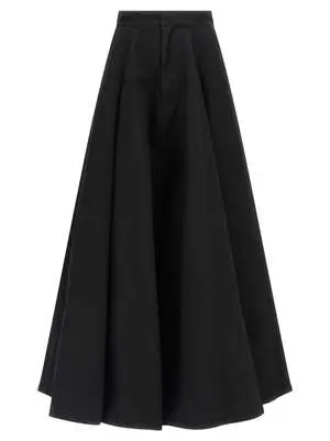 Balenciaga Ripstop Cotton Godet Midi Skirt - Black