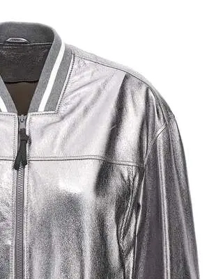 Brunello Cucinelli Laminated Leather Bomber Jacket