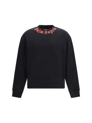 Palm Angels Neck Logo Sweatshirt - Black