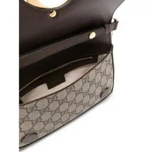 Gucci Gg Supreme Canvas And Calf Leather Shoulder Bag - Cream