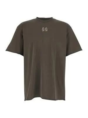 44 LABEL GROUP Grey Crew Neck T-shirt With Maxi Logo On The Back In Cotton For - Gray