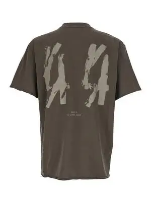 44 LABEL GROUP Grey Crew Neck T-shirt With Maxi Logo On The Back In Cotton For - Gray