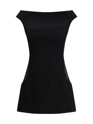 MARINE SERRE Wool Bouclé Sleeveless Mini Dress - Black