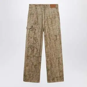 1989 STUDIO Camouflage Denim Flock Carpenter Pants - Cream