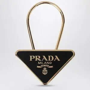 Prada Gold Enamelled Metal Key Ring - Black
