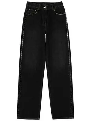 Versace Jeans With Studs And Crystals Decoration - Black