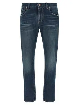 Dolce & Gabbana Logo Patch Jeans - Blue