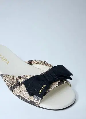 Prada Textured Slide Sandals - Gray