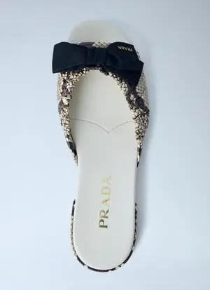 Prada Textured Slide Sandals - Gray