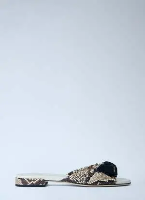 Prada Leather Slide Sandals - Gray