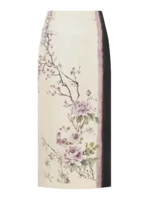 Dior Printed Midi Skirt - White