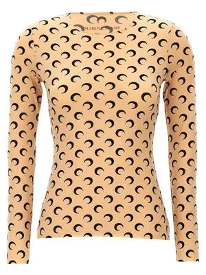MARINE SERRE Moon Printed Jersey' Top - Cream