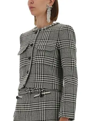 SELF-PORTRAIT Houndstooth Jacket With Crystals