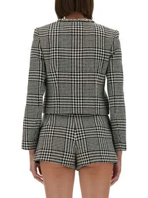 SELF-PORTRAIT Houndstooth Crystal-embellished Jacket - Multicolor