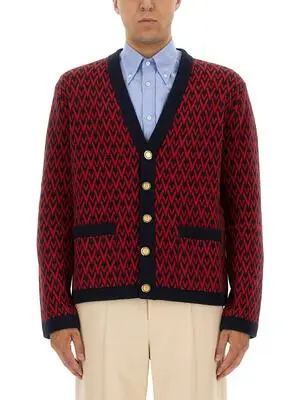 Valentino Garavani Cardigan With Toute La V Pattern - Red