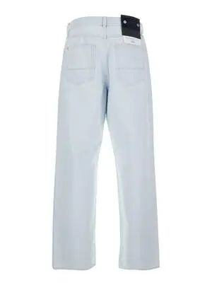 Stone Island Light Jeans With Logo Patch On The Back And Belt Loops In Denim For - Blue