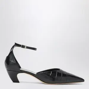 Le Monde Beryl Victoria Decollete With Crocodile Print - Black
