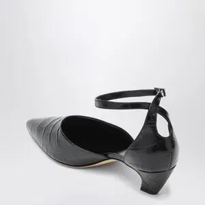 Le Monde Beryl Victoria Decollete With Crocodile Print - Black