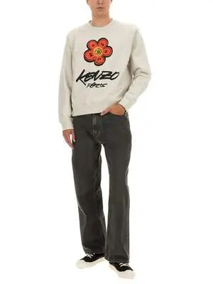 Kenzo Logo Graphic Crewneck Sweatshirt - Gray