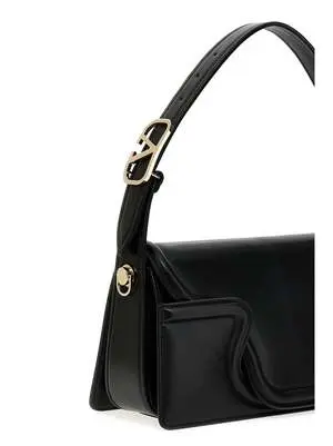 Valentino Garavani Le Grand Deuxième Leather Shoulder Bag - Black