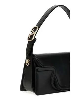Valentino Garavani Le Grand Deuxième Leather Shoulder Bag - Black