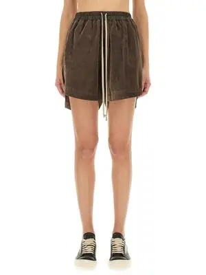 Rick Owens Viscose And Cupro Shorts - Brown
