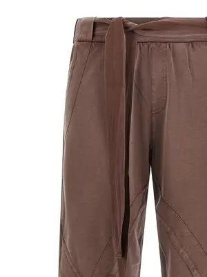 Attico Front Split Fleece Pants - Brown