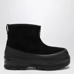 Stone Island Suede Ankle Boot With Logo - Black