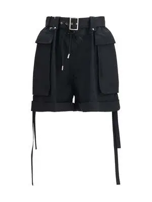 Alexander McQueen Cotton Shorts With Belt - Black
