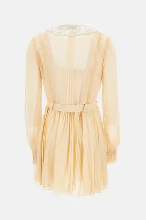 SELF-PORTRAIT Pleated Georgette Mini Dress - Multicolor