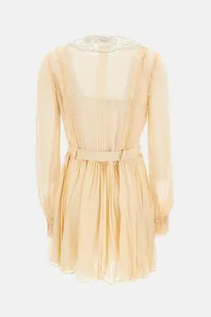 SELF-PORTRAIT Pleated Georgette Mini Dress - Multicolor