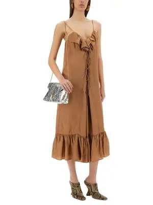 Dries Van Noten Ruffle Trimmed Dress - Cream