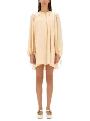Chloé Silk Shirred Mini Dress - Multicolor