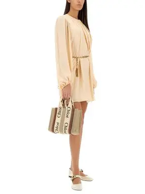Chloé Silk Shirred Mini Dress - Multicolor