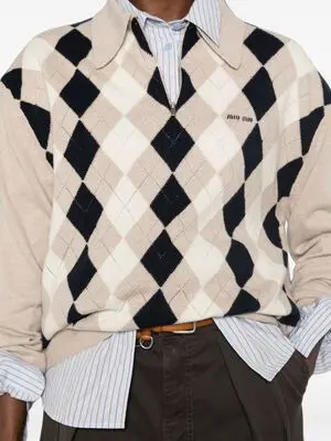 Miu Miu Logo Cashmere Polo Shirt