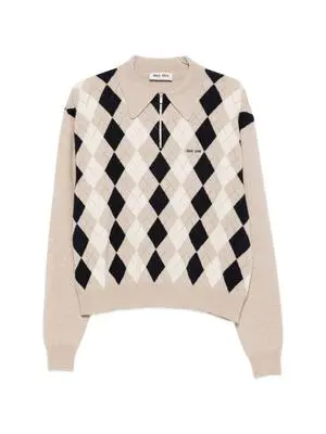 Miu Miu Miu Miu Logo Cashmere Polo Shirt Multicolor