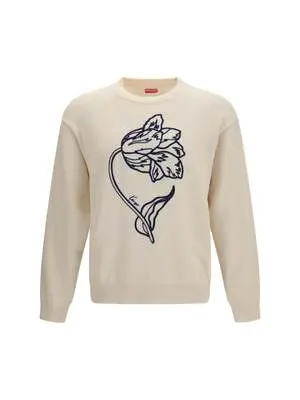 Kenzo Tulip Wool And Cotton Sweater - Cream