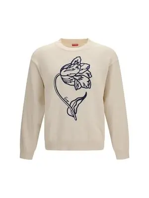 Kenzo Tulip Wool And Cotton Sweater - Cream