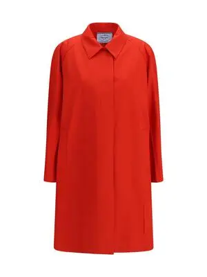 Prada Cotton Gabardine Coat With Classic Collar - Red