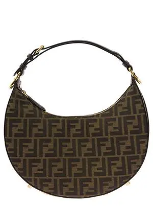 Fendi Handbag 'fendigraphy Small' With Ff Motif In Brown Jacquard Fabric - Multicolor