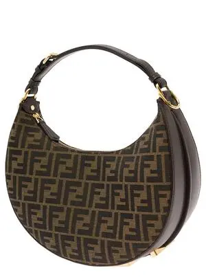 Fendi Handbag Graphy Small With Ff Motif In Brown Jacquard Fabric
