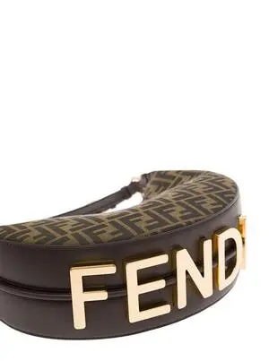 Fendi Handbag Graphy Small With Ff Motif In Brown Jacquard Fabric