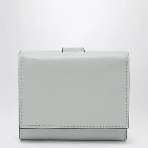 Chloé Paddington Mini Trifold Wallet In Aqua Blue Leather - Gray