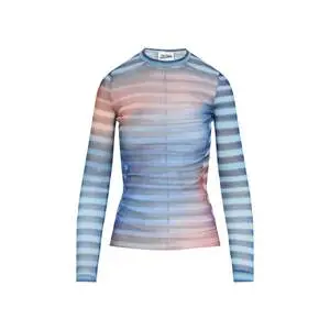 JEAN PAUL GAULTIER Mesh Printed Air Long Sleeves Top - Multicolor