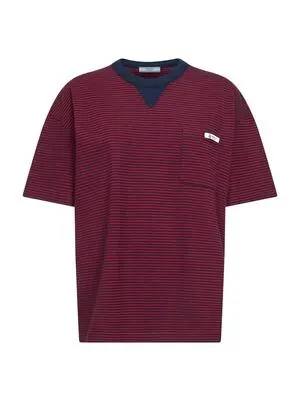 Prada Abbigliamento Red And Blue Striped Cotton Jersey T-shirt - Multicolor