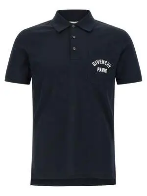 Givenchy Pocket Embroidery Polo Shirt - Blue