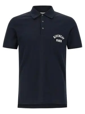Givenchy Pocket Embroidery Polo Shirt - Blue