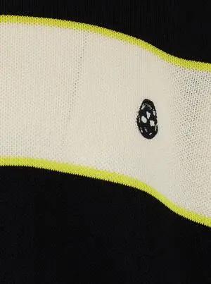 Alexander McQueen Black And White Long-sleeve Polo Shirt With Logo Patch On The Front And All-over Striped Motif In Cotton Blend - Multicolor